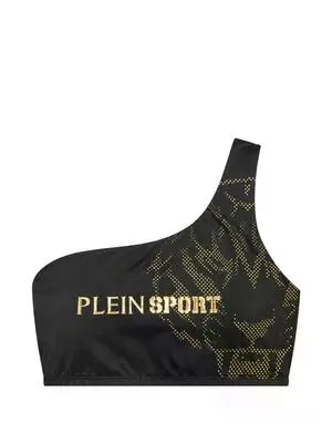 PLEIN SPORT One-shoulder Logo-print Bikini Top