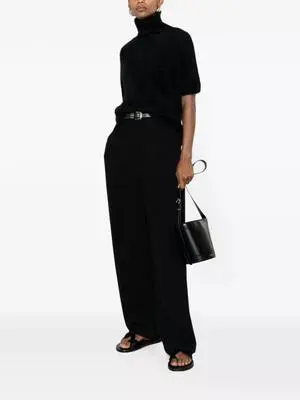 Soft Goat Short-sleeve Turtleneck Sweater