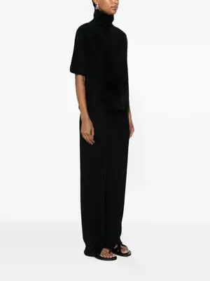 Soft Goat Short-sleeve Turtleneck Sweater