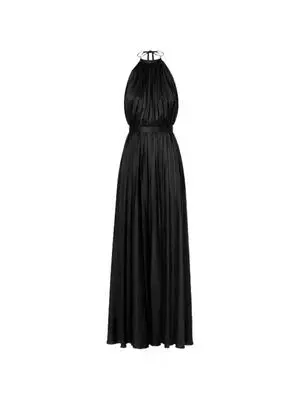 Raquel Diniz Giorgia Pleated Halterneck Maxi Dress - Black