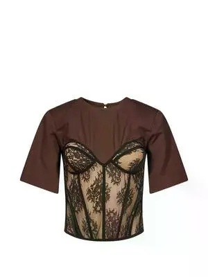 Giuseppe Di Morabito Lace-corset T-shirt - Brown