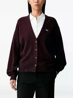 Lacoste Logo-patch V-neck Cardigan - Red