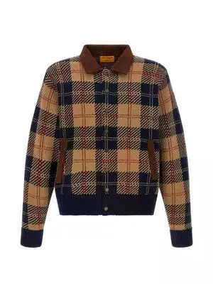 Guest In Residence Tartan Corduroy-collar Jacket - Blue