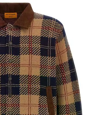 Guest In Residence Tartan Corduroy-collar Jacket - Blue