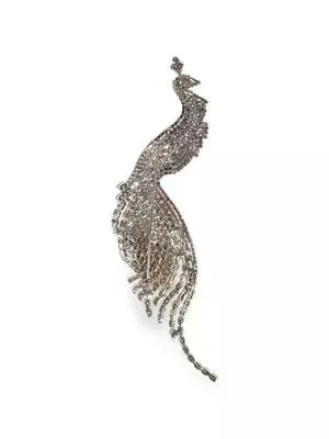 Giuseppe Di Morabito Crystal-embellished Peacock Brooch