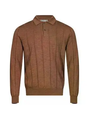 Canali Ribbed-knit Polo Shirt