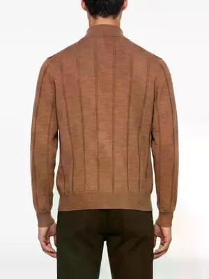 Canali Ribbed-knit Polo Shirt