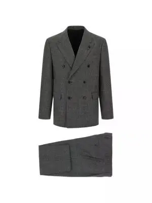 LARDINI Feeling Prince Of Wales Double-breasted Suit - Grey