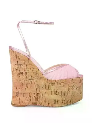 ANDREA WAZEN 150mm Bardot Cork Wedge Sandals - Pink