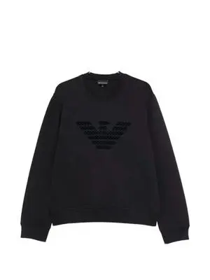 Emporio Armani Double Jersey Sweatshirt With Large Flocked Logo