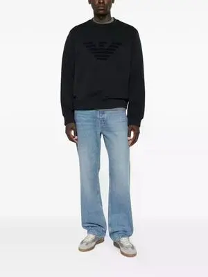 Emporio Armani Double Jersey Sweatshirt With Large Flocked Logo