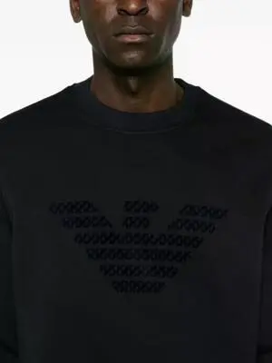 Emporio Armani Double Jersey Sweatshirt With Large Flocked Logo