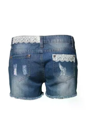 GIOIELLINI Lace-trim Distressed Shorts