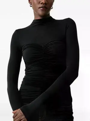 LA MANIA Solla Ruched High-neck Top