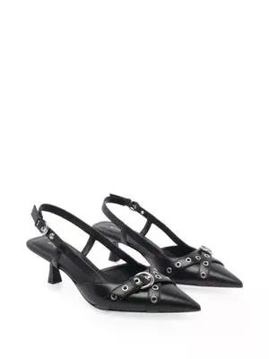 STUART WEITZMAN Eyelet-embellished Buckled Heeled Pumps