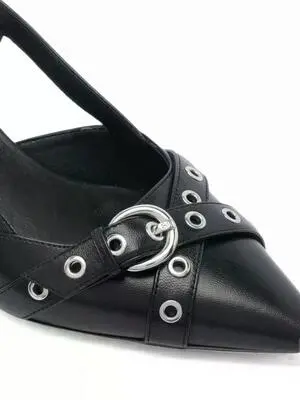 STUART WEITZMAN Eyelet-embellished Buckled Heeled Pumps