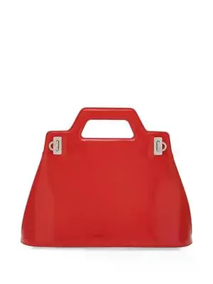 FERRAGAMO Geometric Leather Shoulder Bag - Red