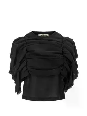 Comme Des Garçons Ruffled Gathered Top - Black