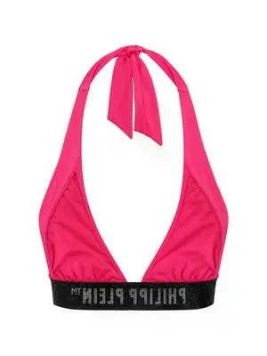 Philipp Plein Halterneck Logo-underband Bikini Top