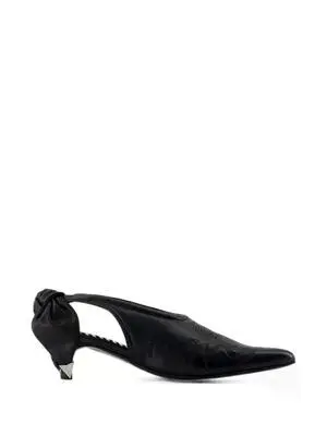 Toga Western-embroidered Knotted Heeled Pumps - Black