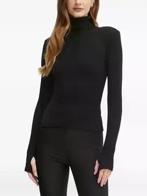 LA MANIA Corey Ribbed Thumb-slot Top - Black