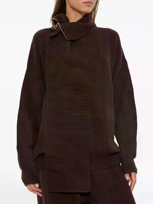 Sportmax Zip-neck Ribbed-knit Sweater