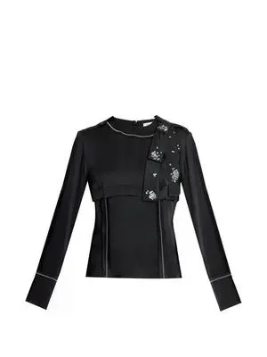 Erdem Satin Bow-embellished Shirt - Black