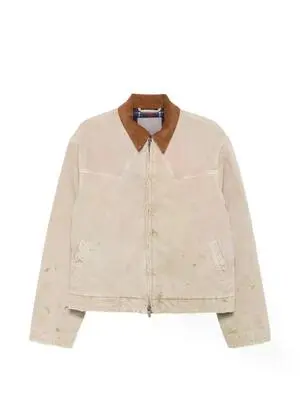 Balenciaga Corduroy-collar Distressed-effect Jacket - Neutrals