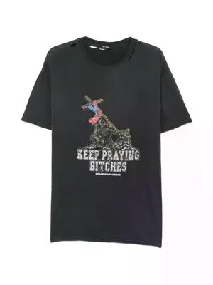 WILLY CHAVARRIA Graphic-print Distressed T-shirt - Grey