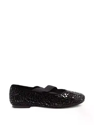 TWENTY FOURHAITCH Stud-embellished Elasticated Ballet Flats - Black