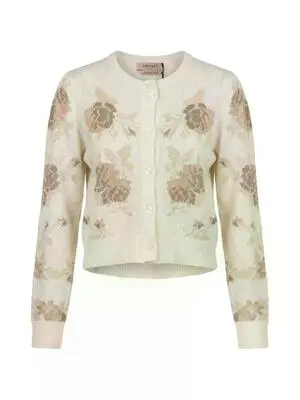 TWINSET Floral-jacquard Puff-sleeve Cardigan