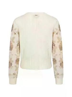 TWINSET Floral-jacquard Puff-sleeve Cardigan
