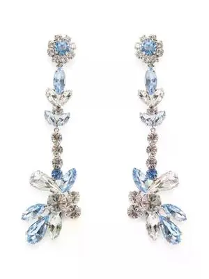 Erdem Crystal-embellished Floral-motif Earrings - Silver