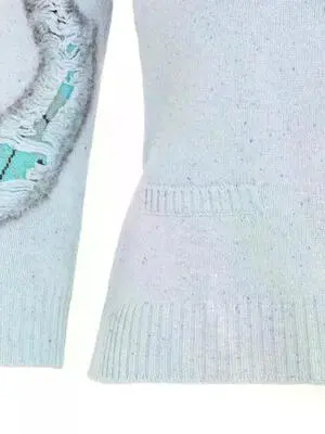Moschino Distressed Argyle Cardigan - Blue