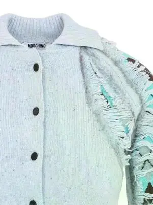 Moschino Distressed Argyle Cardigan