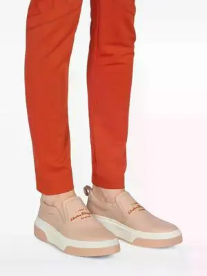 FERRAGAMO Logo-embroidered Leather Sneakers