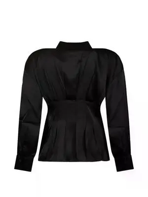Derhy Jessie Pleated Satin Shirt - Black