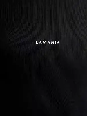 LA MANIA Gin Ribbed-knit Logo-print Top