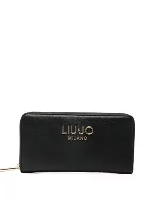 Liu Jo Logo-plaque Pebbled Leather Wallet - Black
