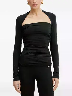 LA MANIA Sorrel Ruched Cut-out Top - Black