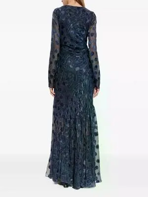 Etro Paisley-print Devoré Maxi Dress - Blue