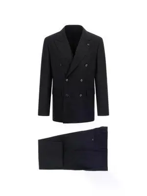 LARDINI Pinstripe Double-breasted Suit - Blue