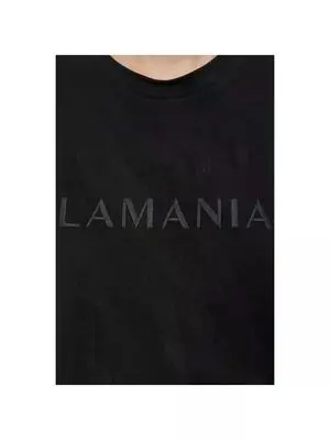 LA MANIA Melanie Logo-embroidered Cotton T-shirt - Black