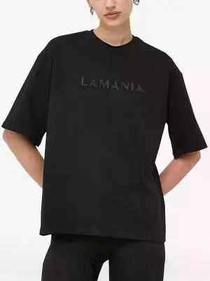 LA MANIA Melanie Logo-embroidered Cotton T-shirt - Black