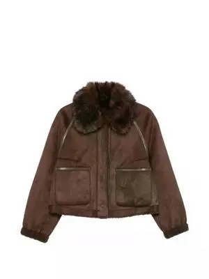 BETTA CORRADI Faux-fur Collar Reversible Jacket - Brown