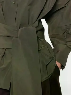 CO.GO Belted Balloon-sleeve Shirt - Green