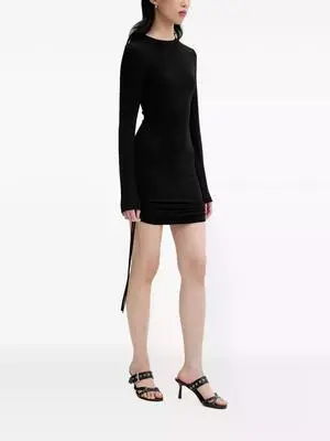 LA MANIA Faith Ribbed-knit Mini Dress - Black