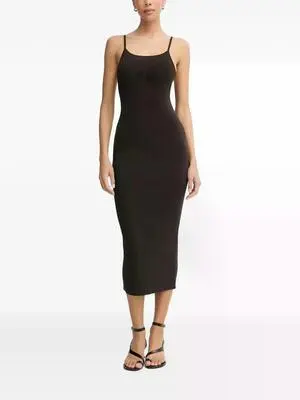 LA MANIA Nadine Ribbed-knit Midi Dress - Black