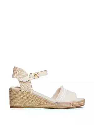 Tommy Hilfiger Frayed-trim Wedge Espadrilles - Neutrals