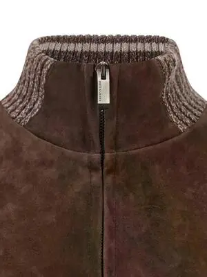 Paul & Shark Suede-panelled Zip-up Bomber Jacket